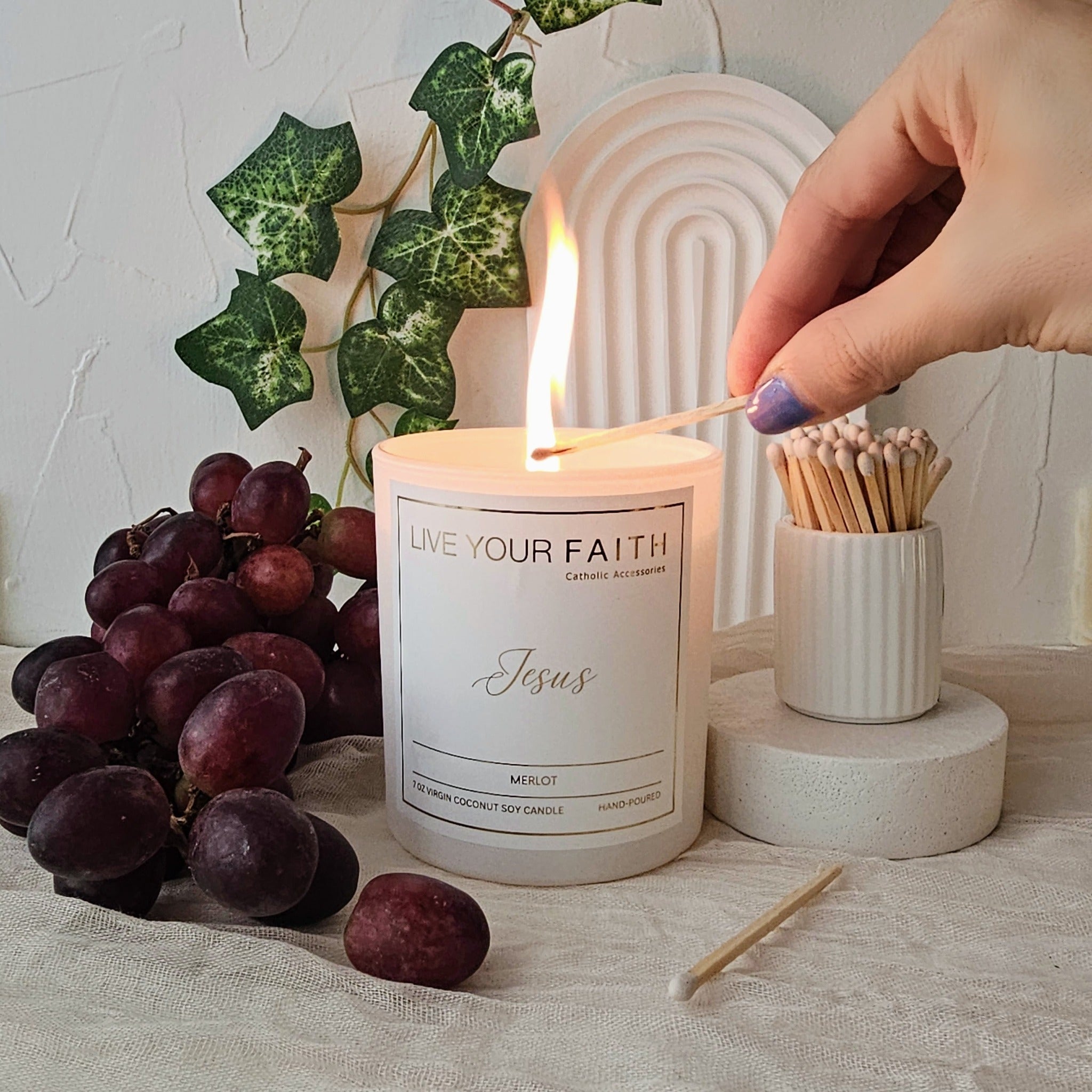 Jesus Catholic Prayer Candle - Merlot Scent – Live Your Faith Catholic