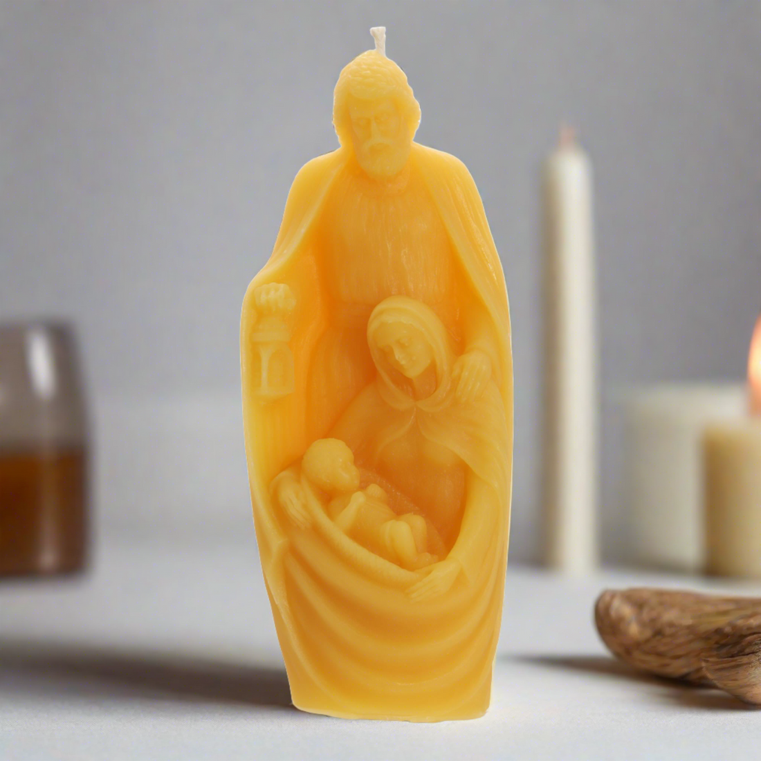 Large 100% Beeswax Catholic Prayer Candle | Holy Family Religious Cand ...