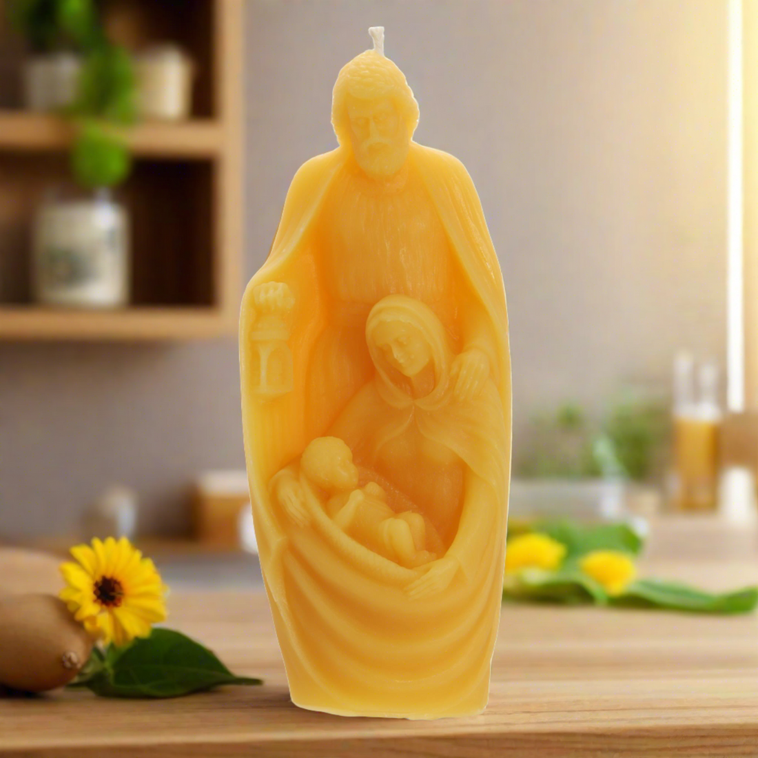 Large 100% Beeswax Catholic Prayer Candle | Holy Family Religious Cand ...